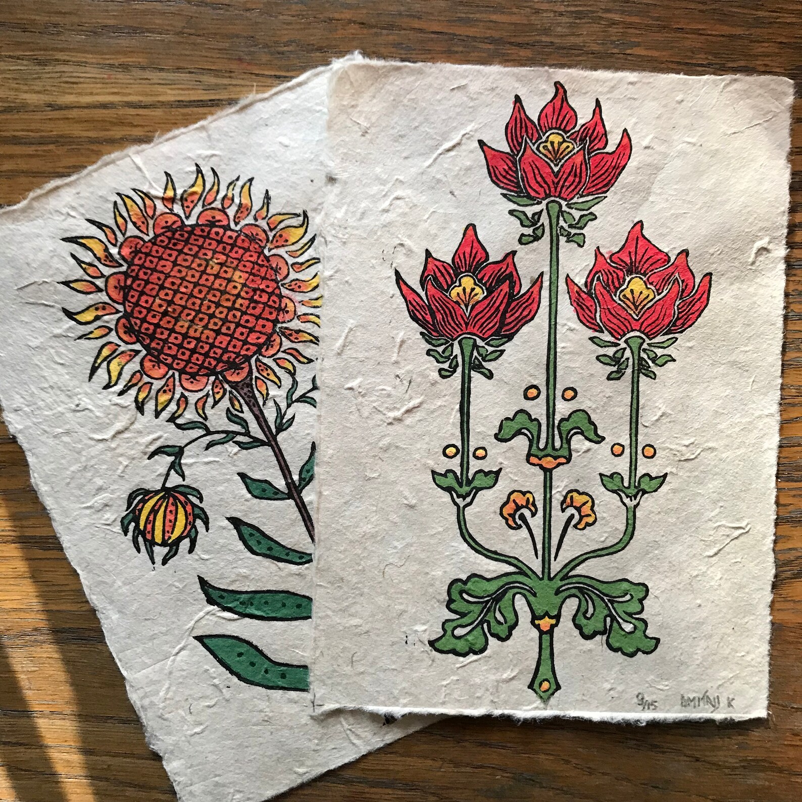 Handmade Linocut Flower Print Part 1 - Etsy