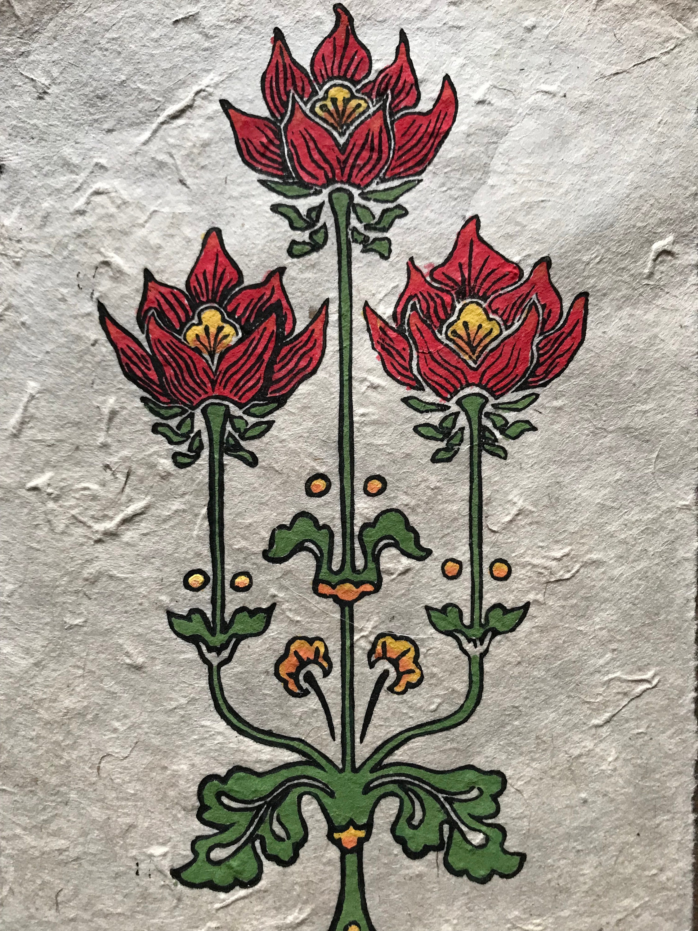 Handmade Linocut Flower Print Part 1 - Etsy