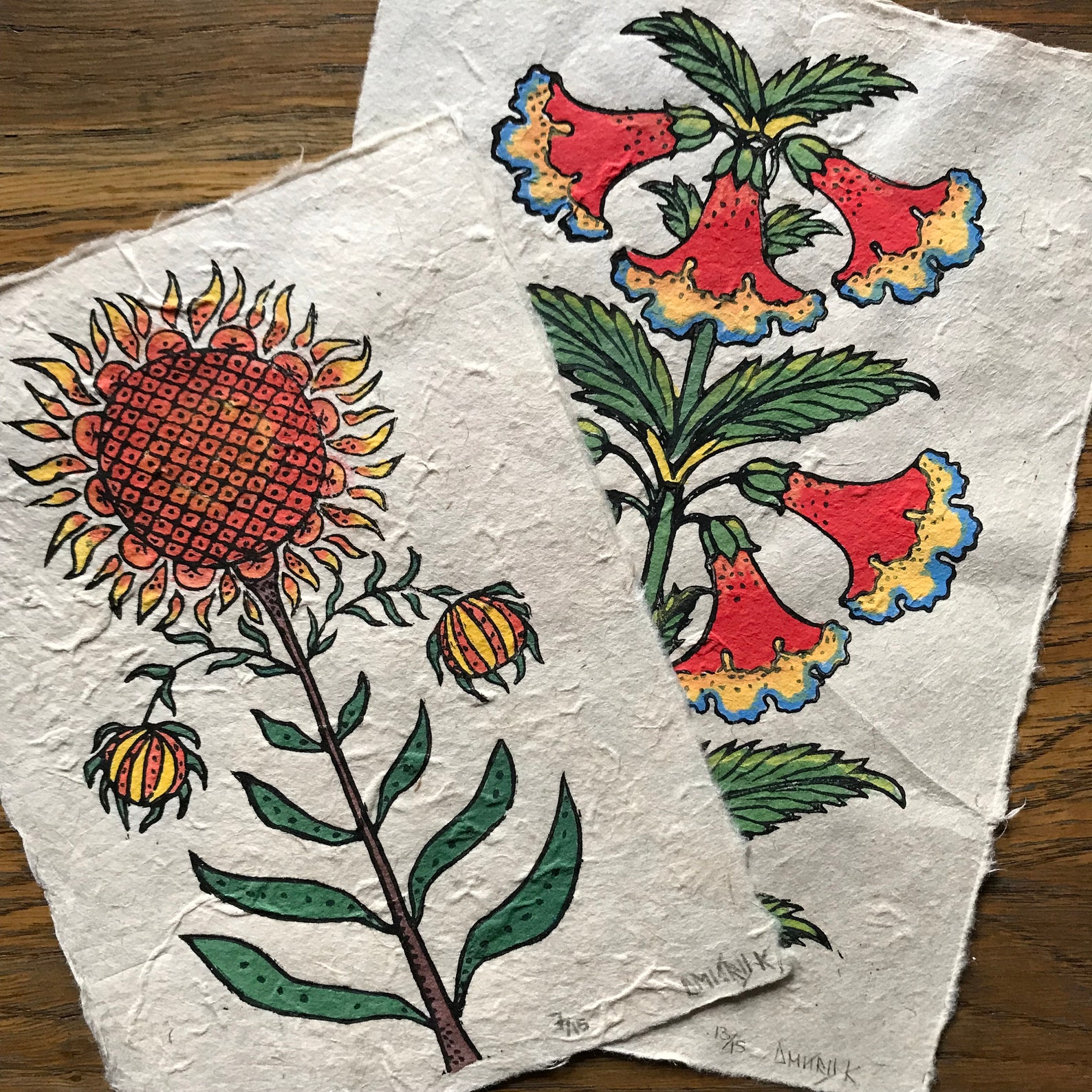 Handmade Linocut Flower Print Part 3 Wall Art Home Decor - Etsy