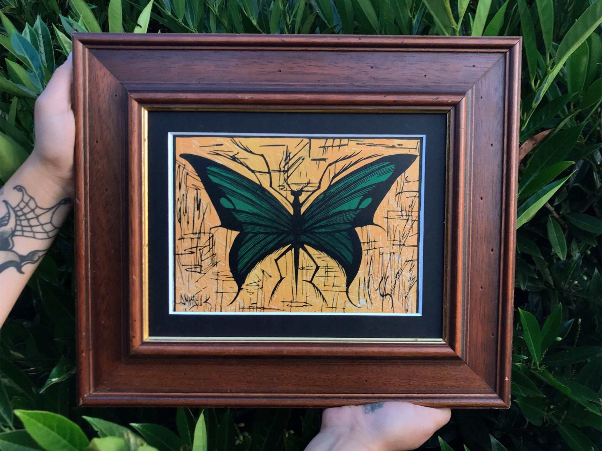 Linocut Print | Green Butterfly | Art Print | Wall Decor | - Etsy