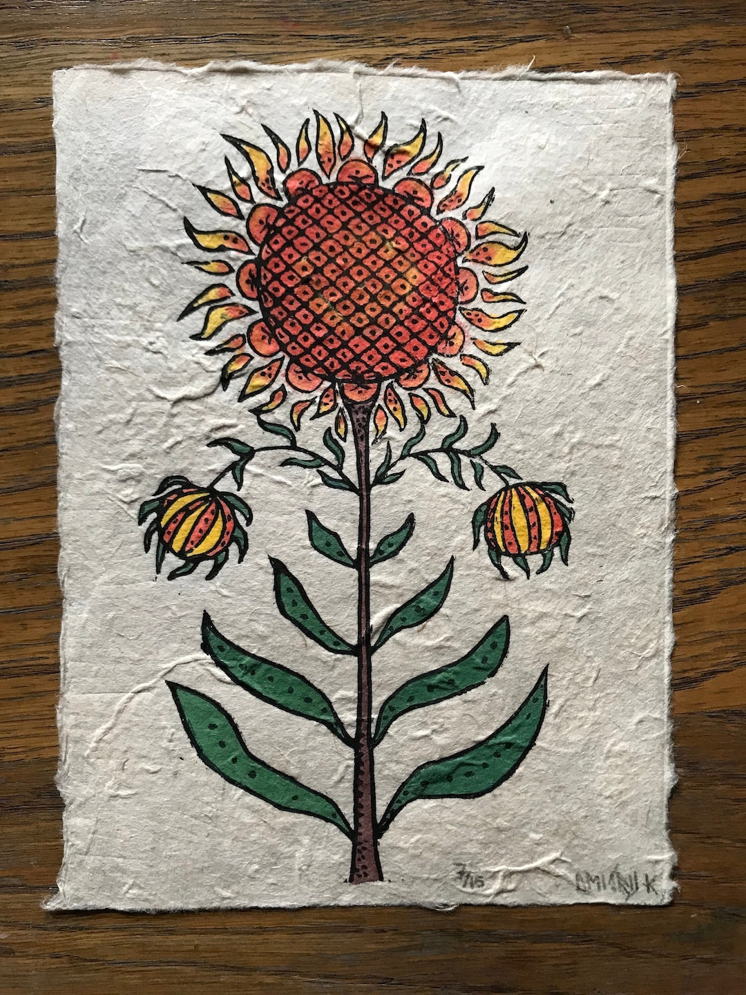 Handmade Linocut Sunflower Print Part 2 | Wall Art | Home Decor - Etsy