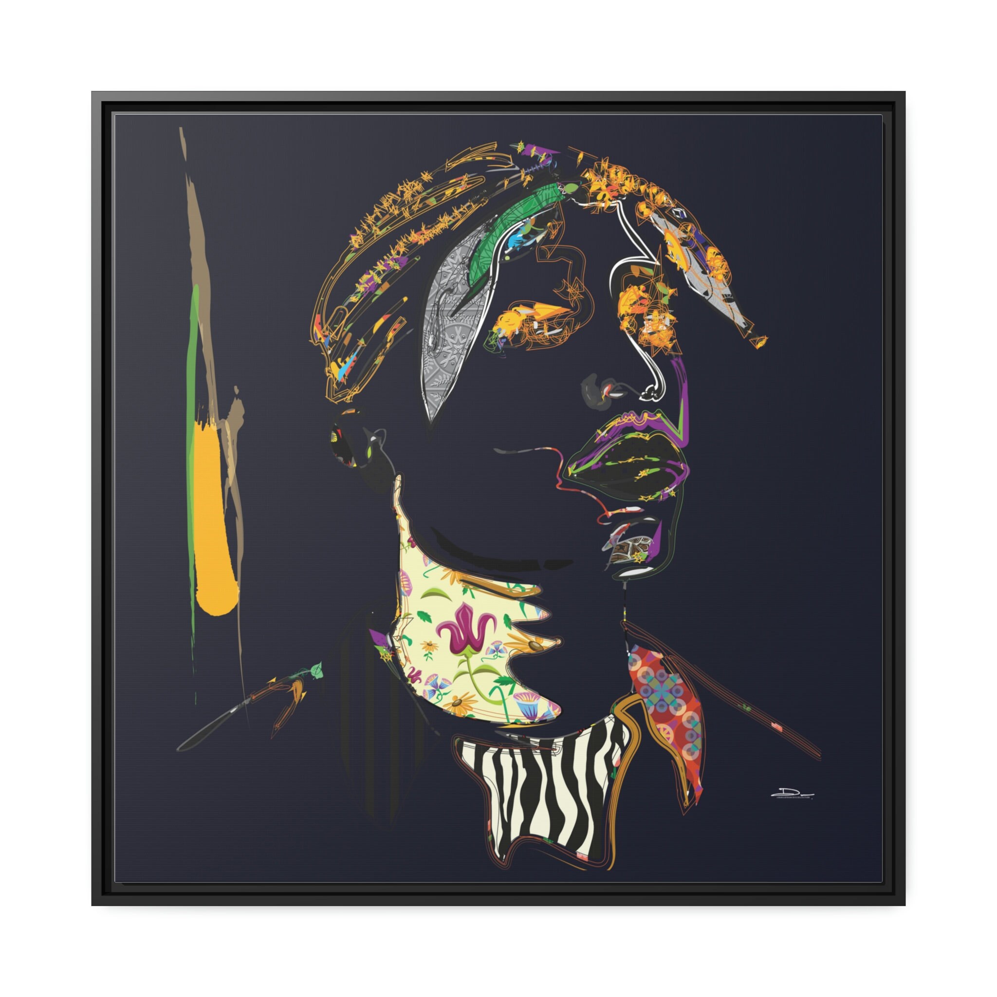 Tupac on Canvas blue Background X Black Frame - Etsy