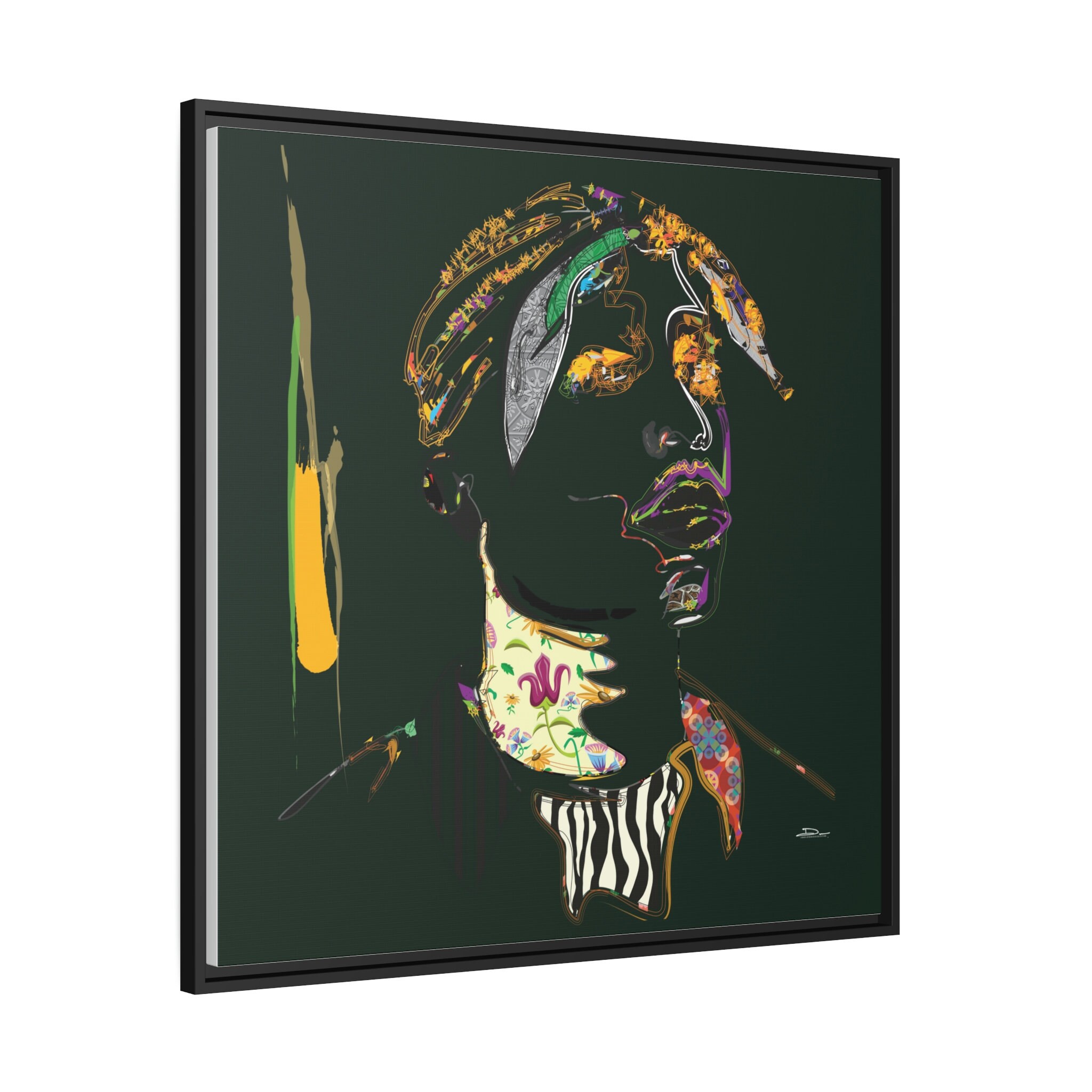 Tupac on Canvas green Background X Black Frame - Etsy