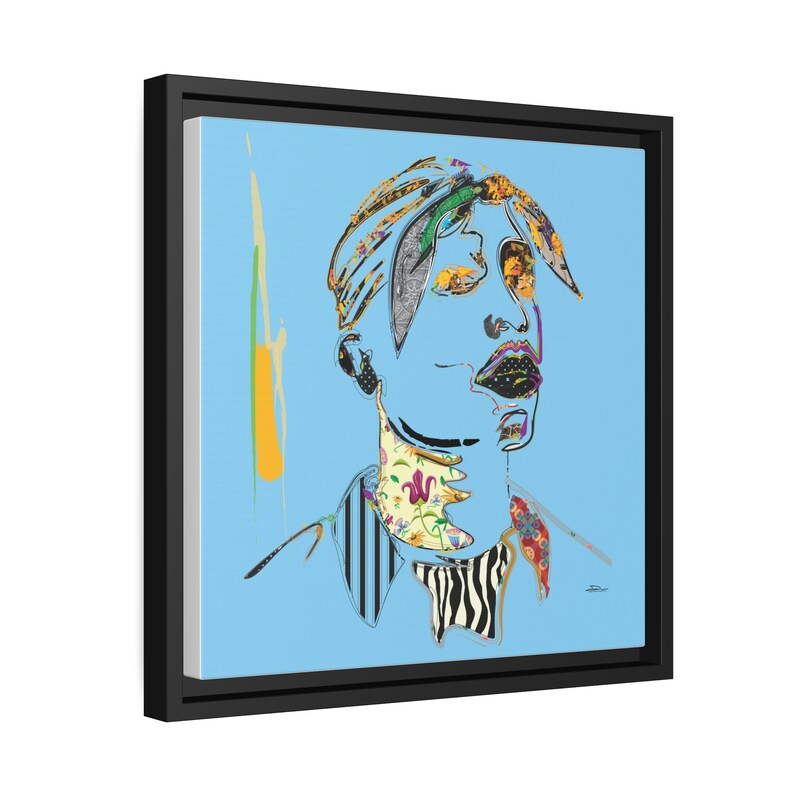 Tupac on Canvas sky Blue Background X Black Frame - Etsy