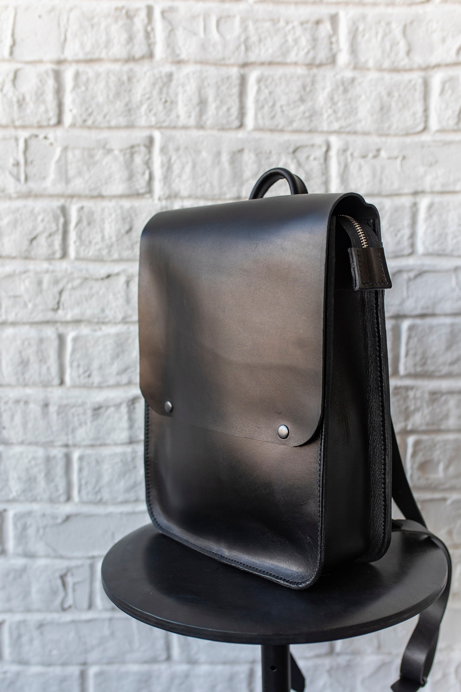 Black Leather Backpack Women Small Backpack Purse Minimalist - Etsy