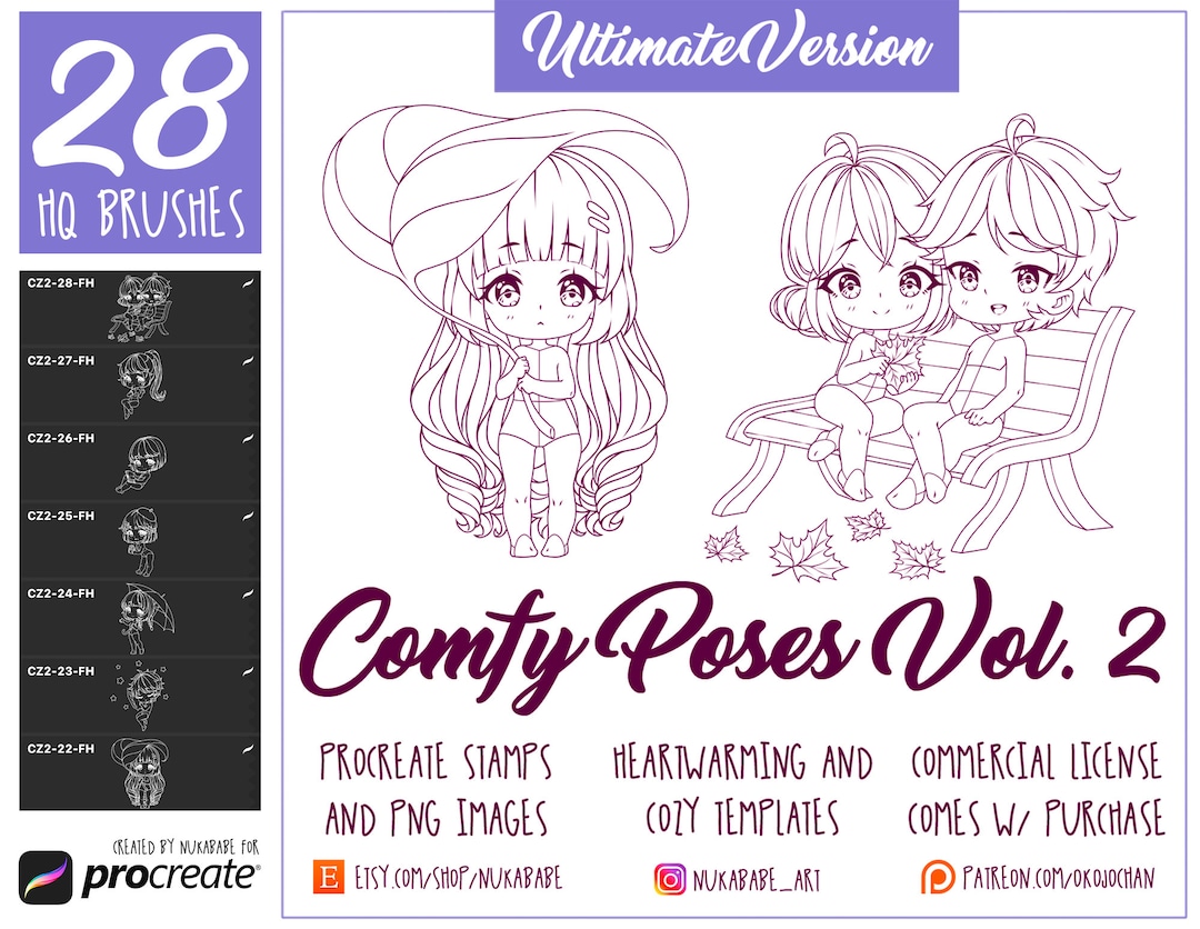 Chibi Stamp Procreate Brush Set: Anime Poses, Faces, Hair (PNG) - Etsy