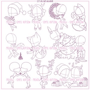Procreate Chibi Stamps Christmas Stamps Poses Stamps for - Etsy