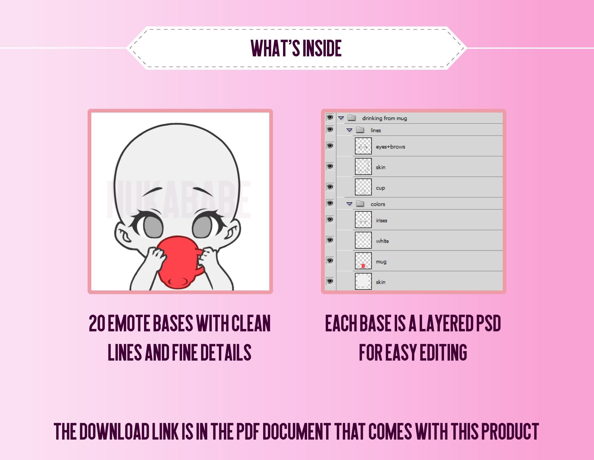 20 Chibi Emote Base Pack: DIY Template for Twitch, Discord, Youtube ...