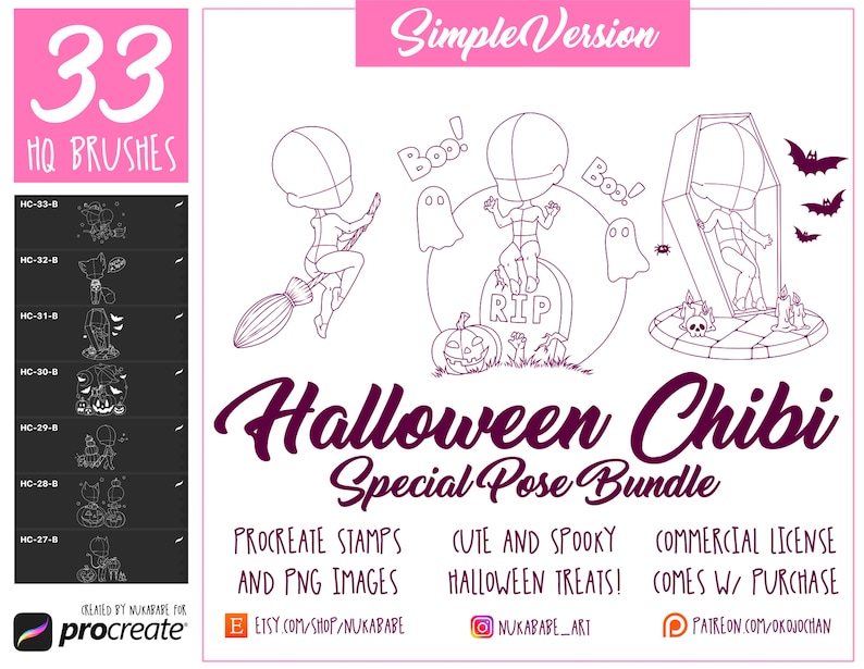 Procreate Halloween Stamps Halloween Brushes Procreate Chibi - Etsy