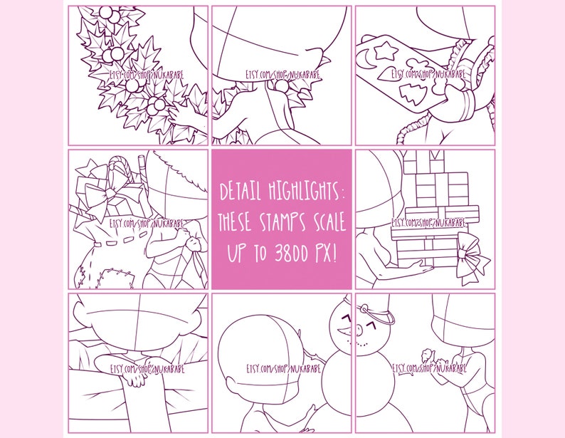 Procreate Christmas Chibi Stamps: Poses & Guide Brushes (PNG) - Etsy