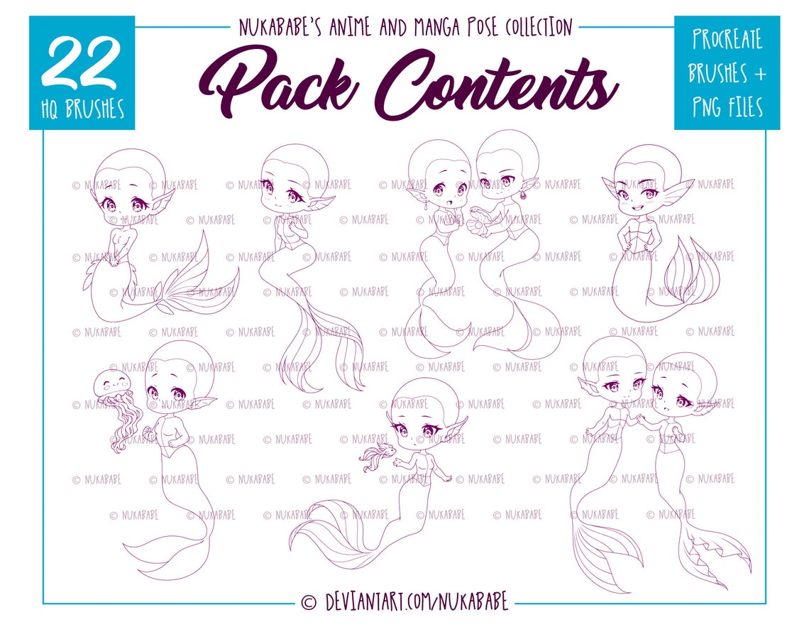 Procreate Mermaid Brushes Mermaid PNG Mermay Body Figure - Etsy
