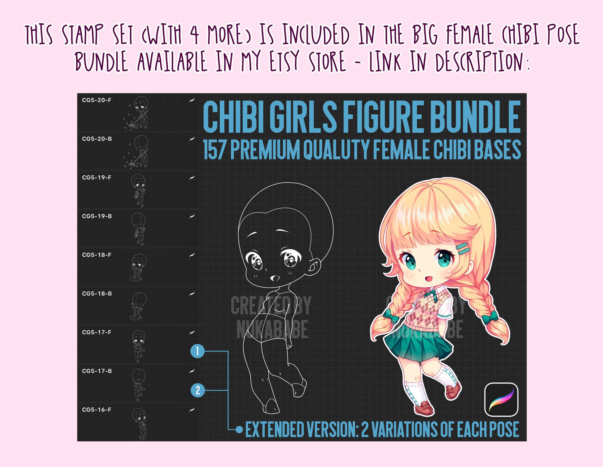 Procreate Chibi Female Figure Stamps: Fashion Illustration Guide ...