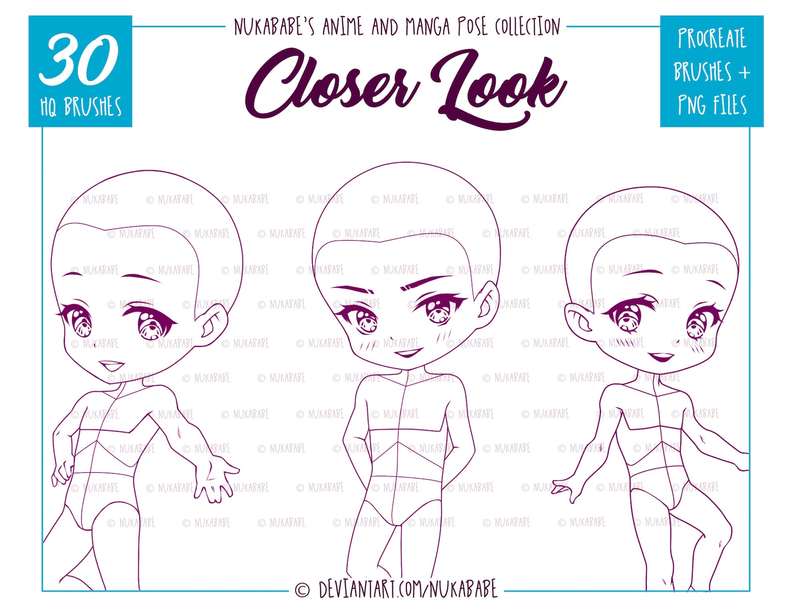 Procreate Chibi Brushes Male Body Poses PNG Chibi Stamps - Etsy