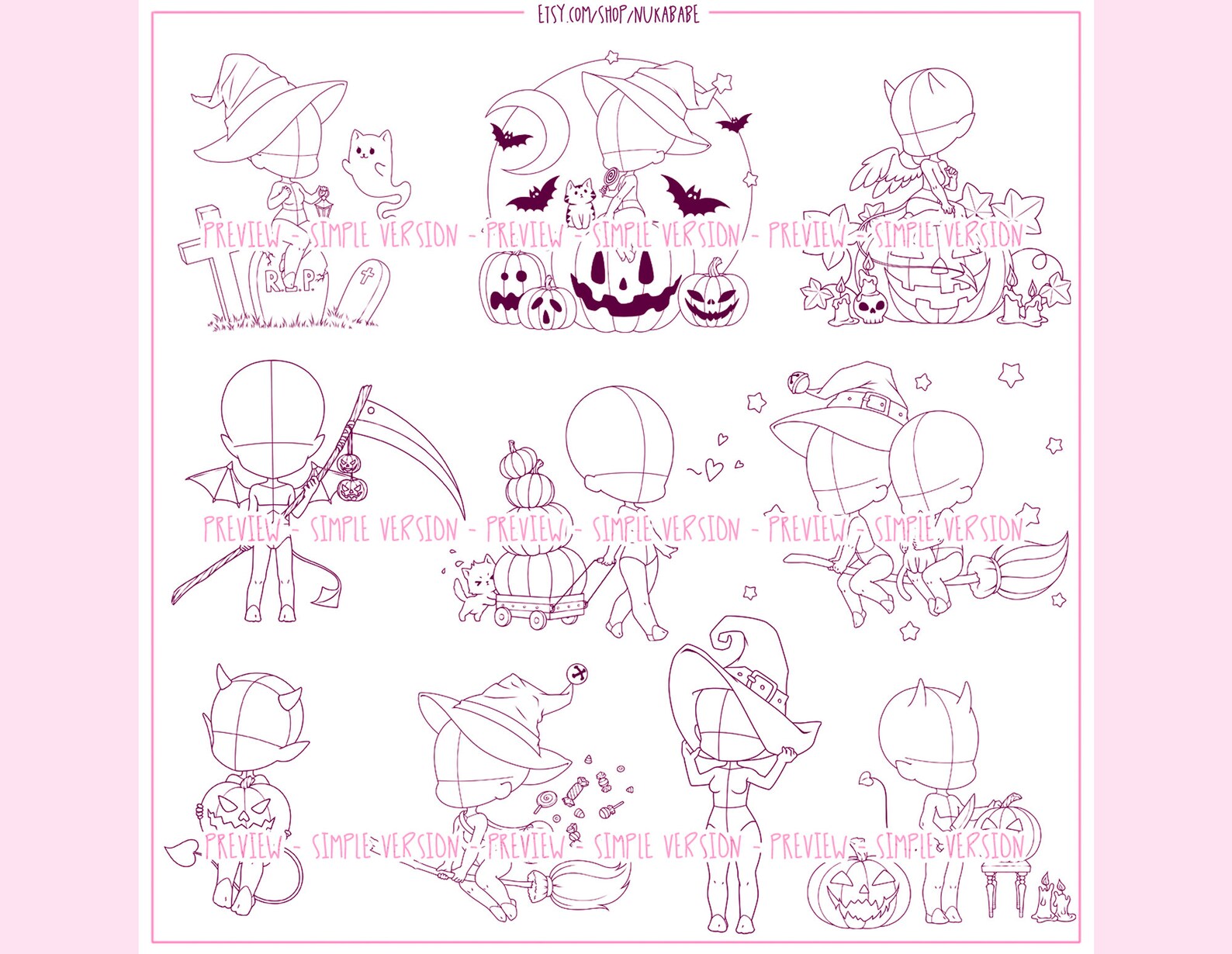 Procreate Halloween Stamps Halloween Brushes Procreate Chibi - Etsy