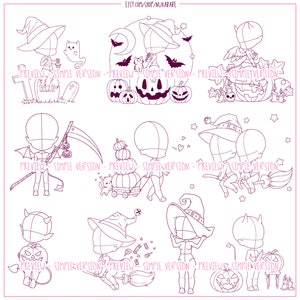 Procreate Halloween Stamps, Halloween Brushes Procreate, Chibi Base ...