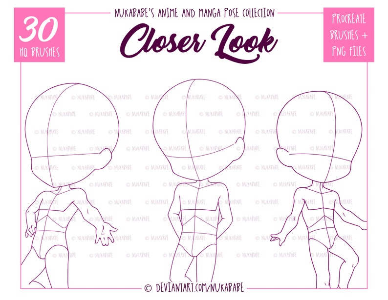 Procreate Chibi Brushes Male Body Poses PNG Chibi Stamps | Etsy