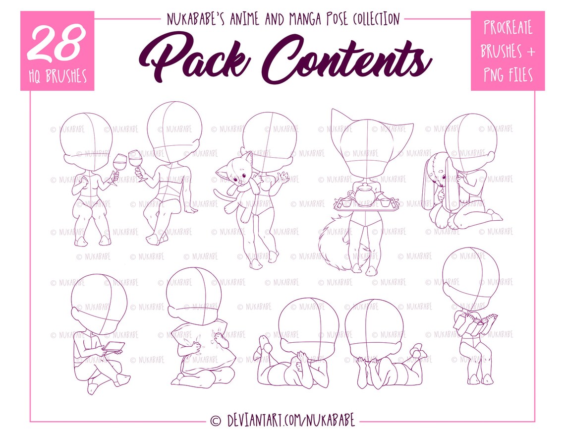 Procreate Poses Chibi Poses Procreate Cozy Character - Etsy