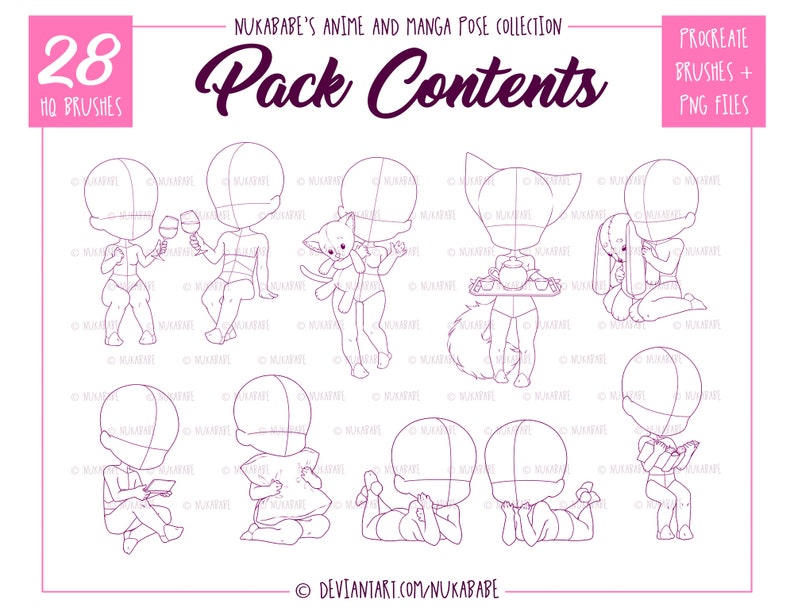 Procreate Poses Chibi Poses Procreate Cozy Character - Etsy