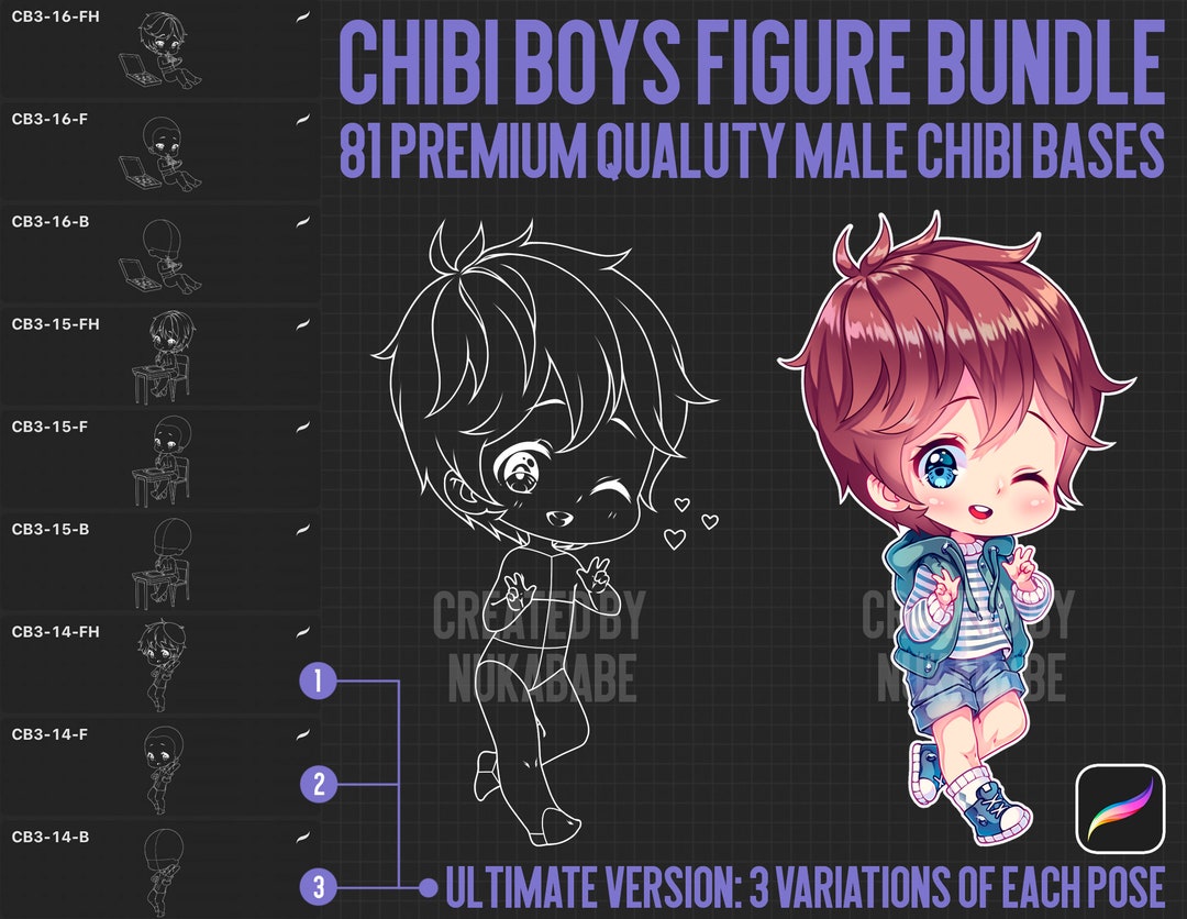 81 Procreate Chibi Stamps, Emote Base, Chibi Template, Chibi Base ...