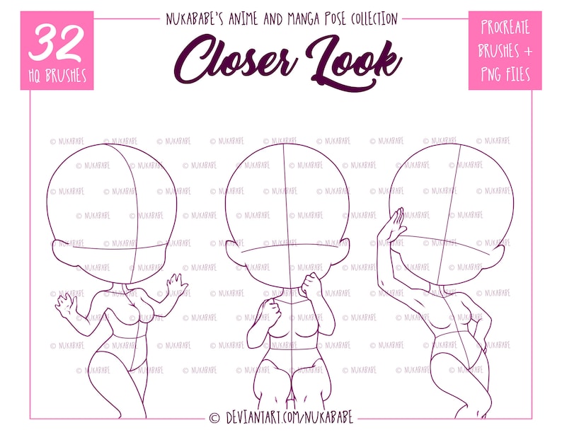 Procreate Chibi Base Chibi Pose Anime Chibi Stamp Guide - Etsy