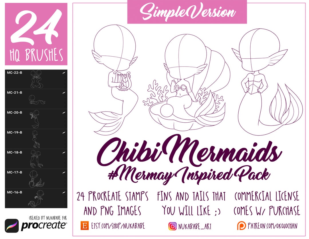 Procreate Mermaid Brushes, Mermaid PNG, Mermay, Female Figures Stamps ...