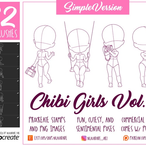 Procreate Chibi Base Chibi Pose Anime Chibi Stamp Guide - Etsy Finland