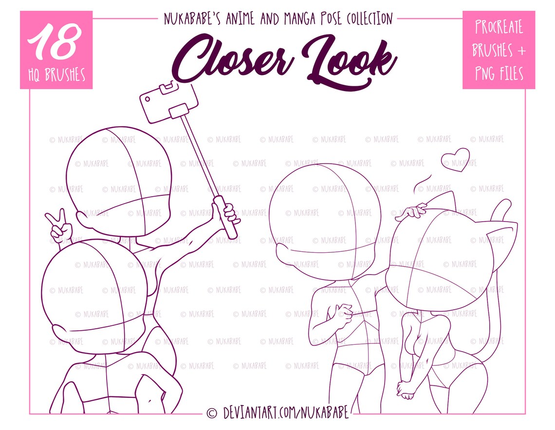 Procreate Chibi Poses Stamps Couple Poses Stamps Chibi - Etsy