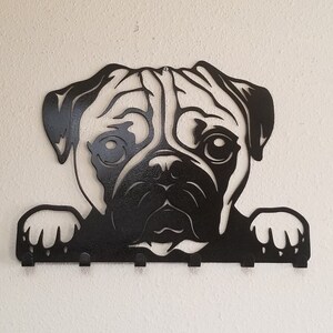 Pug Dog Leash Rack, Key Holder, Hooks Pug Gifts - Etsy