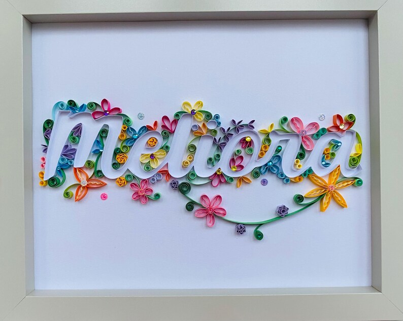 Personalised Name Art, 3D Art of Quilling, Supplied Framed, Tropical ...