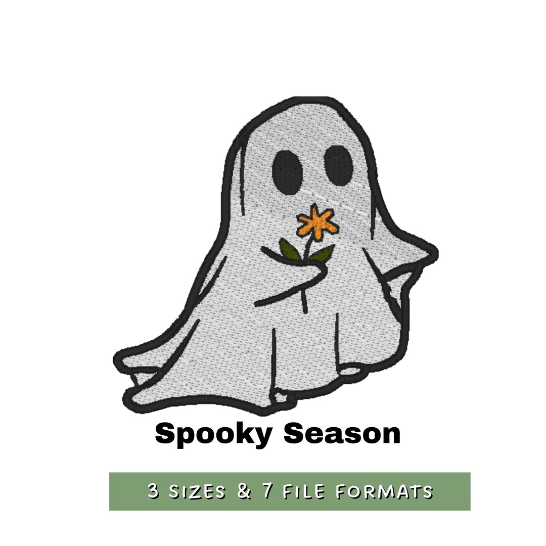 Halloween Ghost Embroidery File, Spooky Season Cute Ghost Embroidery ...