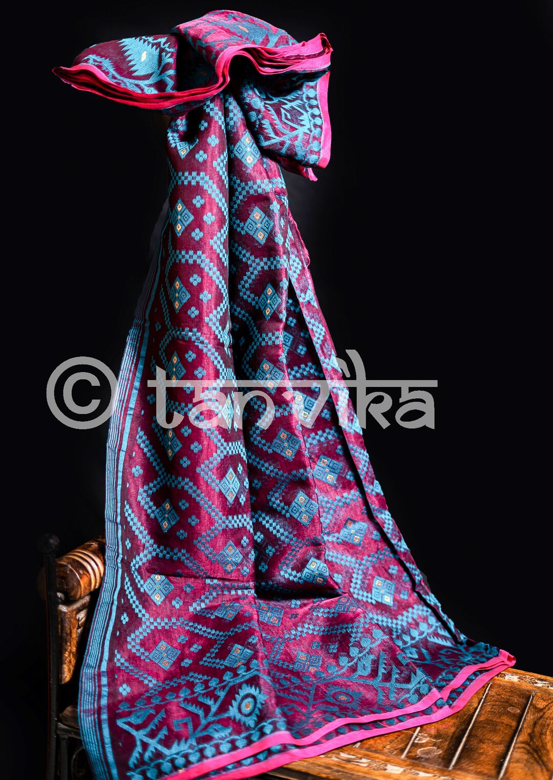 Unique Jamdani Saree with intricate geometric pattern Jamdani - Etsy 日本