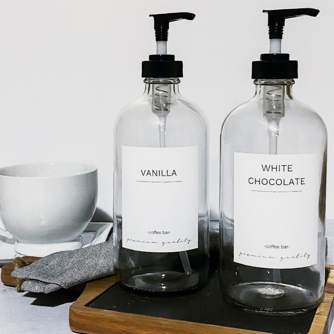 Minimalist Syrup Dispenser Labels for Coffee Bar Organization, Coffee ...