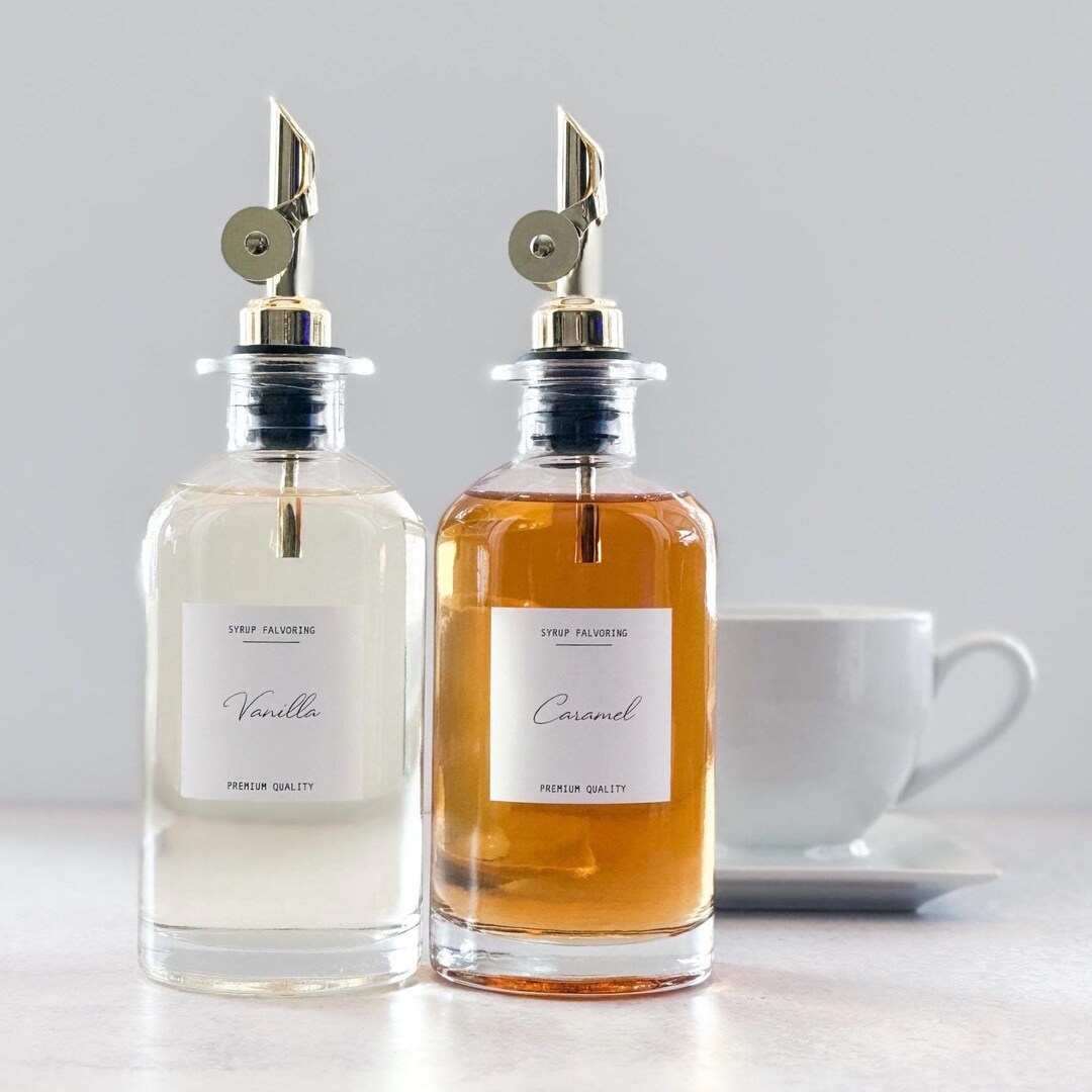 Minimalist Script Coffee Syrup Labels/ Water-resistant, Customizable ...