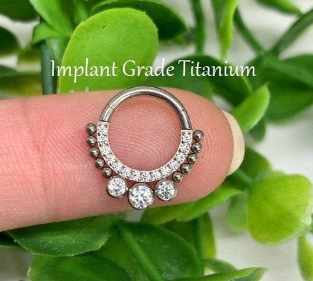 Implant Grade Titanium Boho Tribal Septum Ring Segment Hoop With White ...