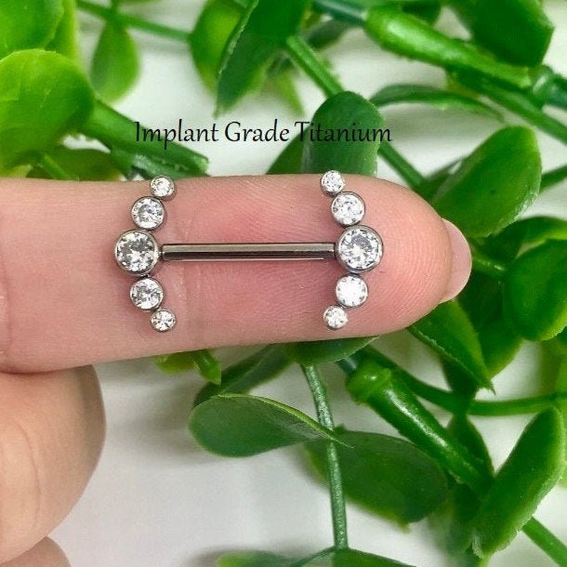 5 Gem Cluster CZ Internally Threaded 14ga 14mm Implant Grade - Etsy