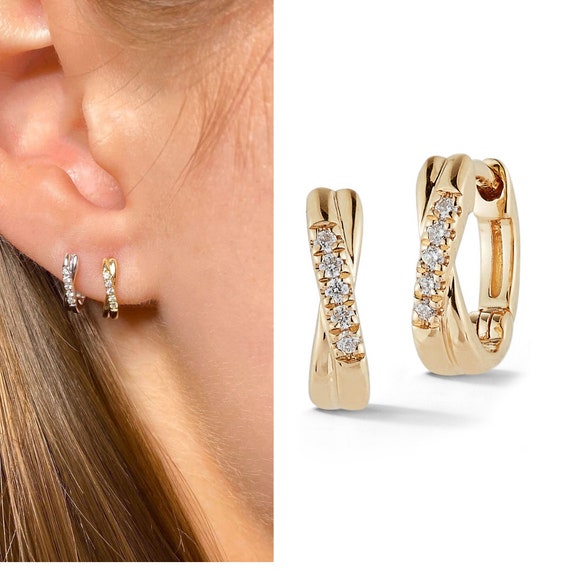 Crisscross Hoop Earrings 925 Sterling Silver Minimal Hinged | Etsy