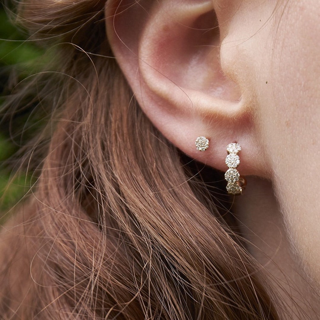 925 Sterling Silver White CZ Pave Gold Bridal Hinged Minimal Dainty ...