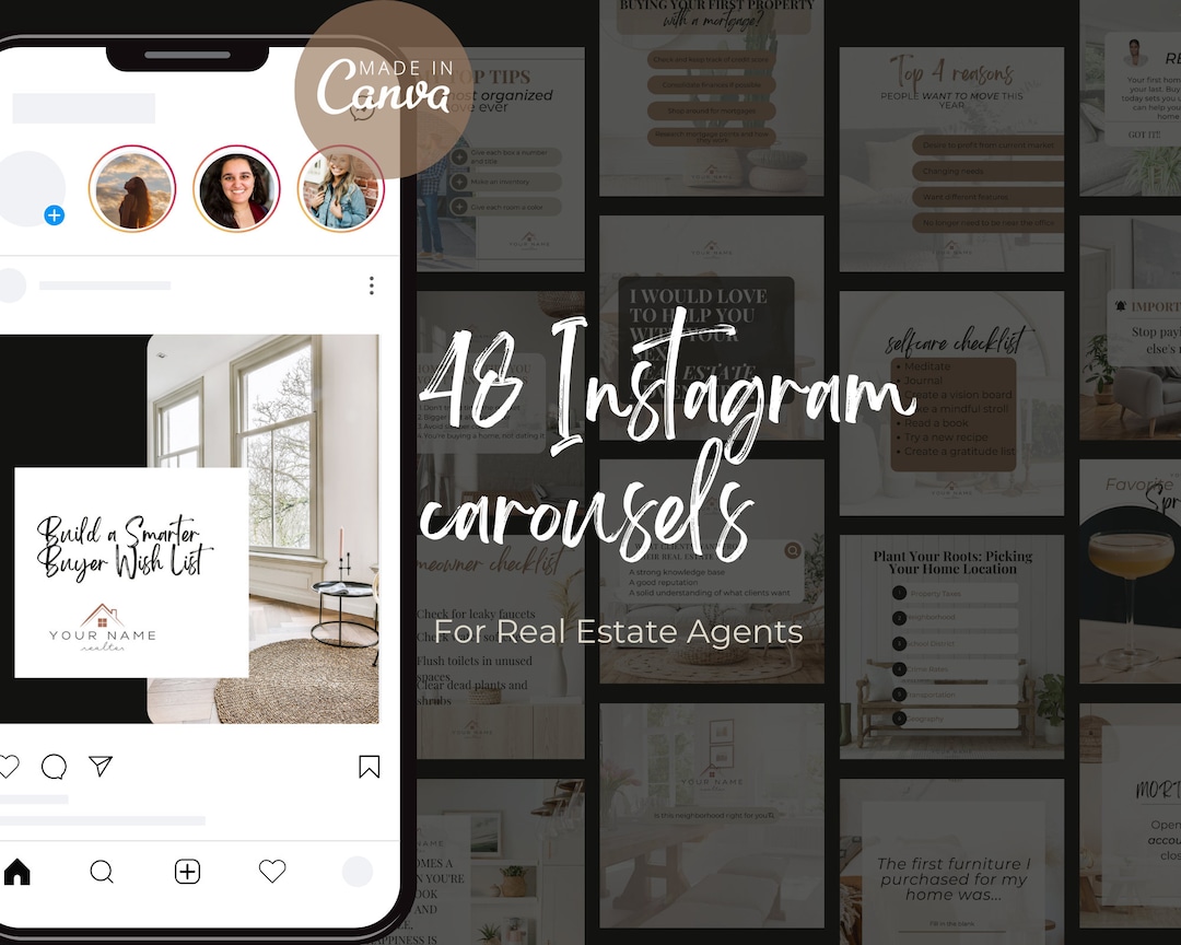 48 Real Estate Instagram Carousel Templates for Canva - Etsy