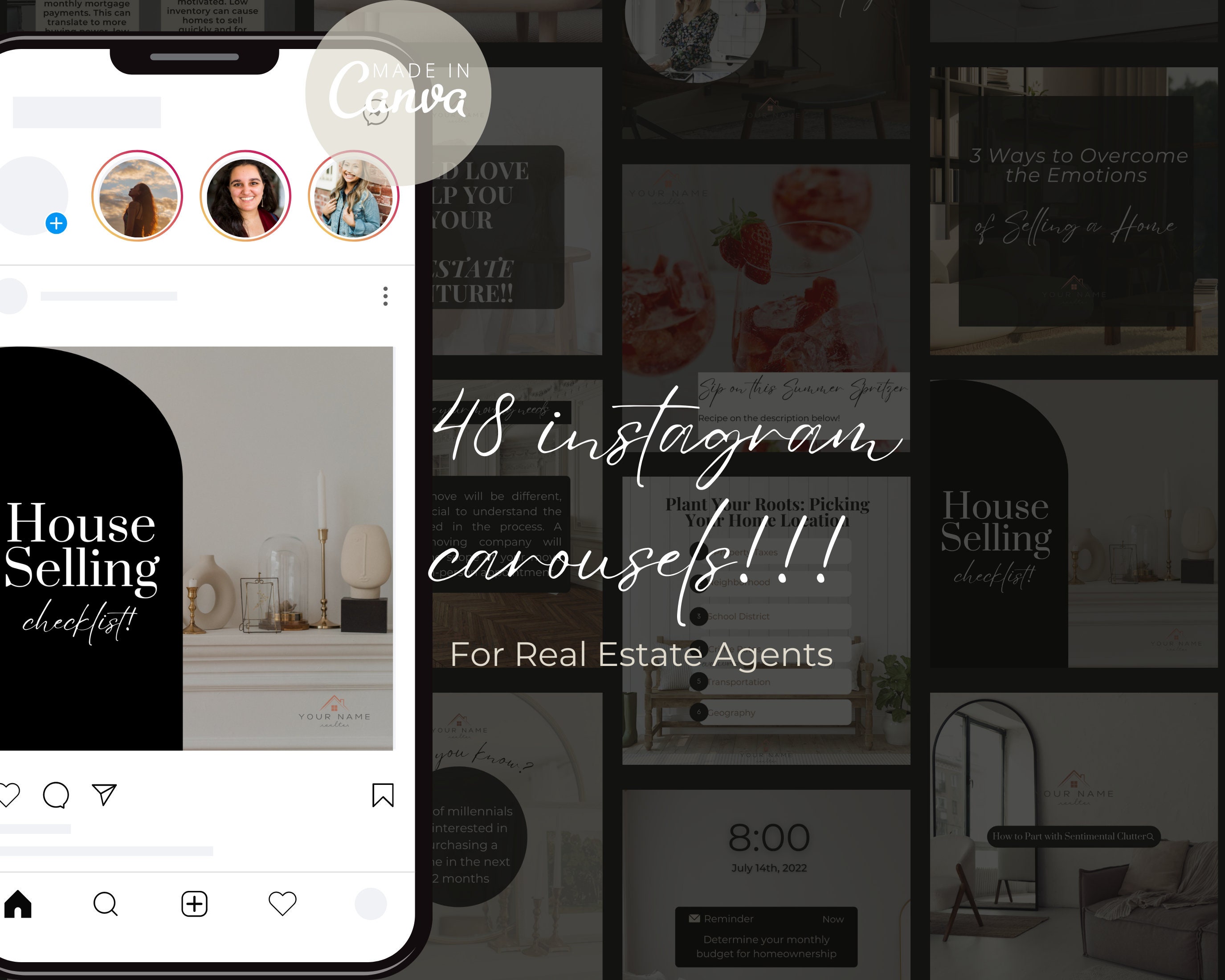 48 Luxury Real Estate Instagram Carousel Templates for Canva - Etsy