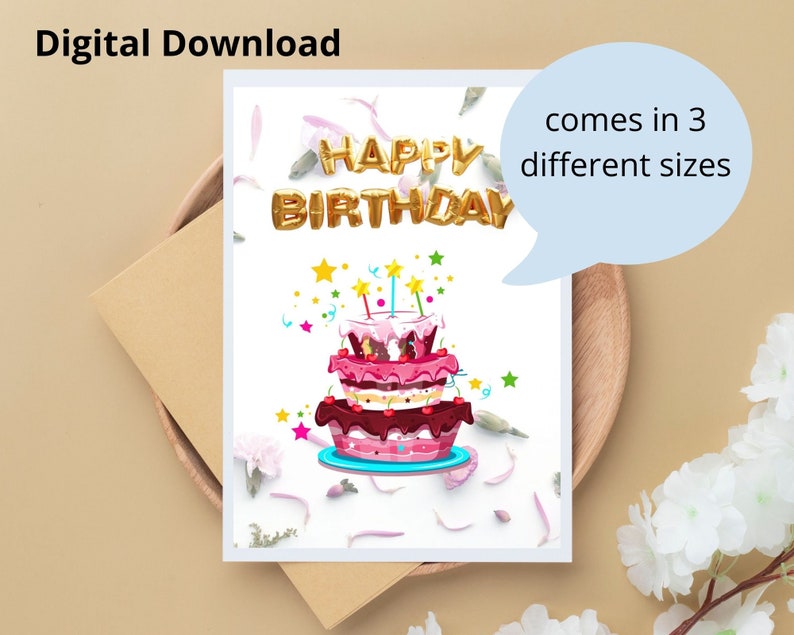 Printable Birthday Card Happy Birthday Digital Birthday - Etsy