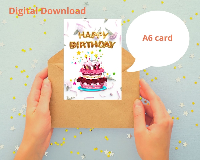 Printable Birthday Card Happy Birthday Digital Birthday - Etsy