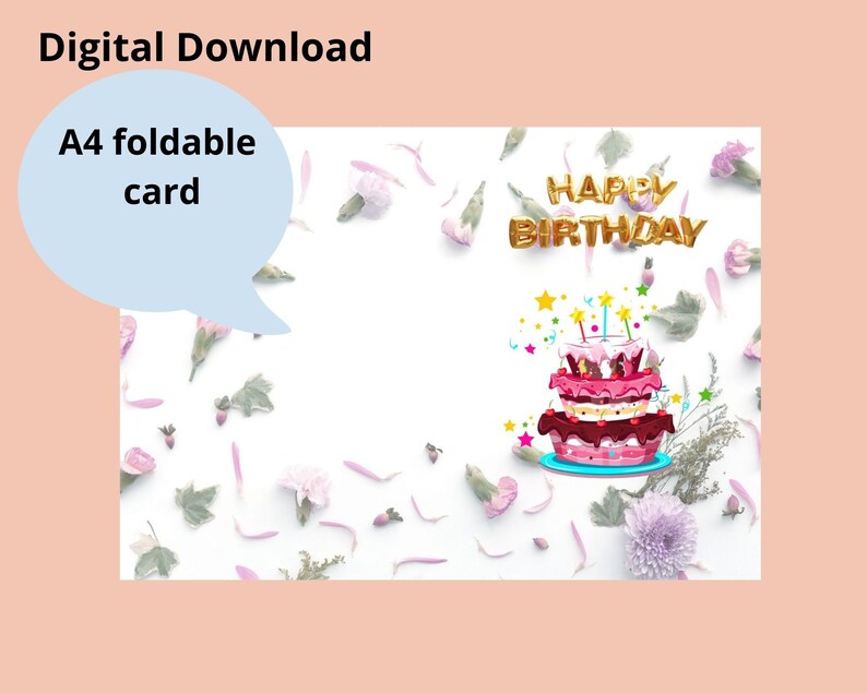 Printable Birthday Card Happy Birthday Digital Birthday - Etsy