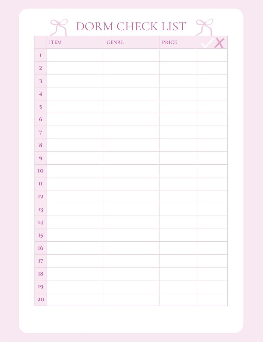 Dorm Checklist for College Students Digital Template! - Etsy