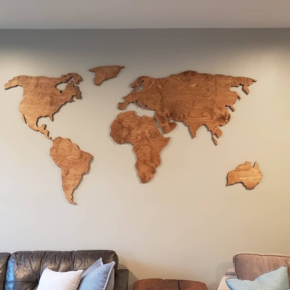 Wooden World Map Wooden Art World Map Handmade Art | Etsy