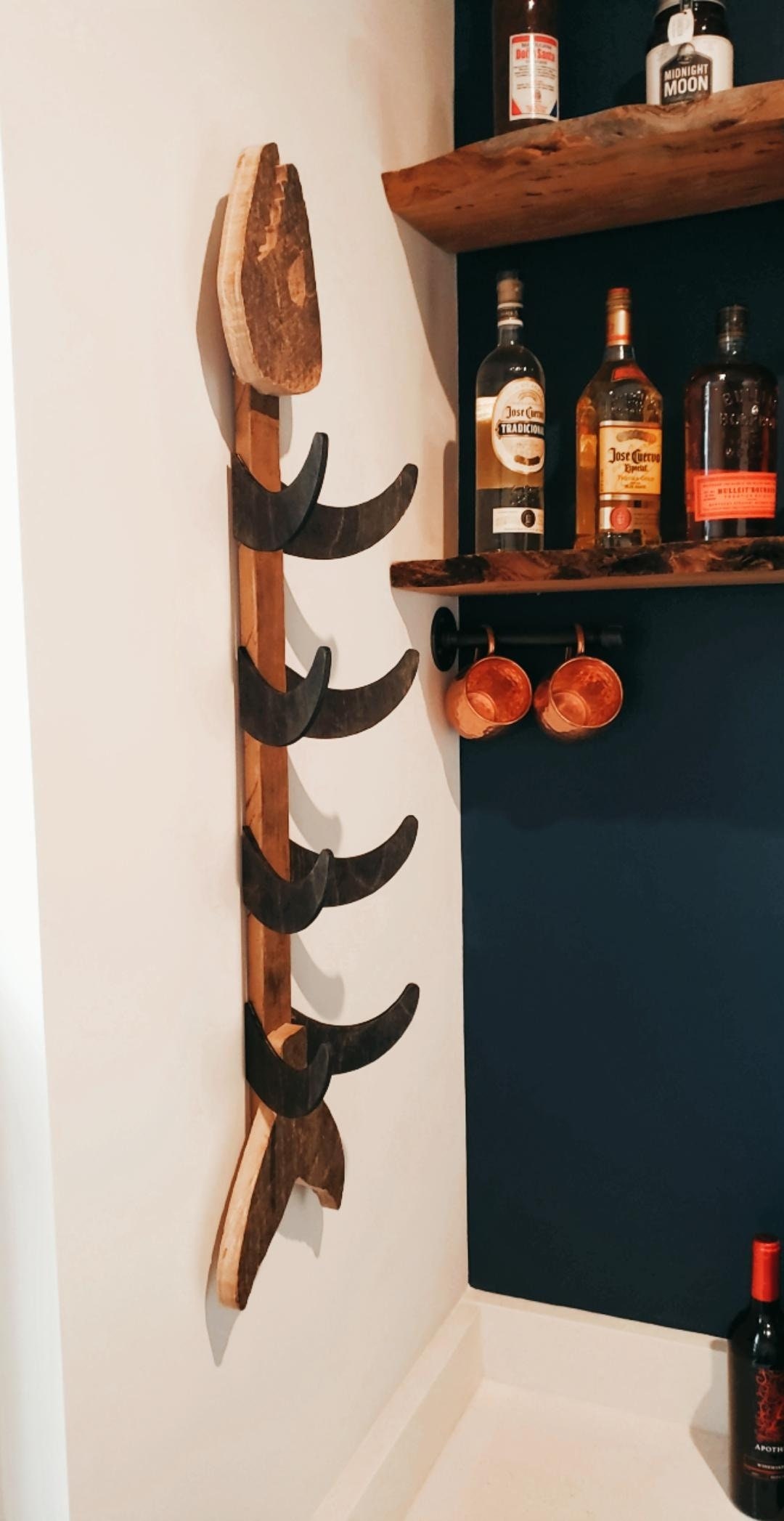 Fish Bones Wine Rack Wine Rack Art Wooden Art Fish Skeleton Rustic ...