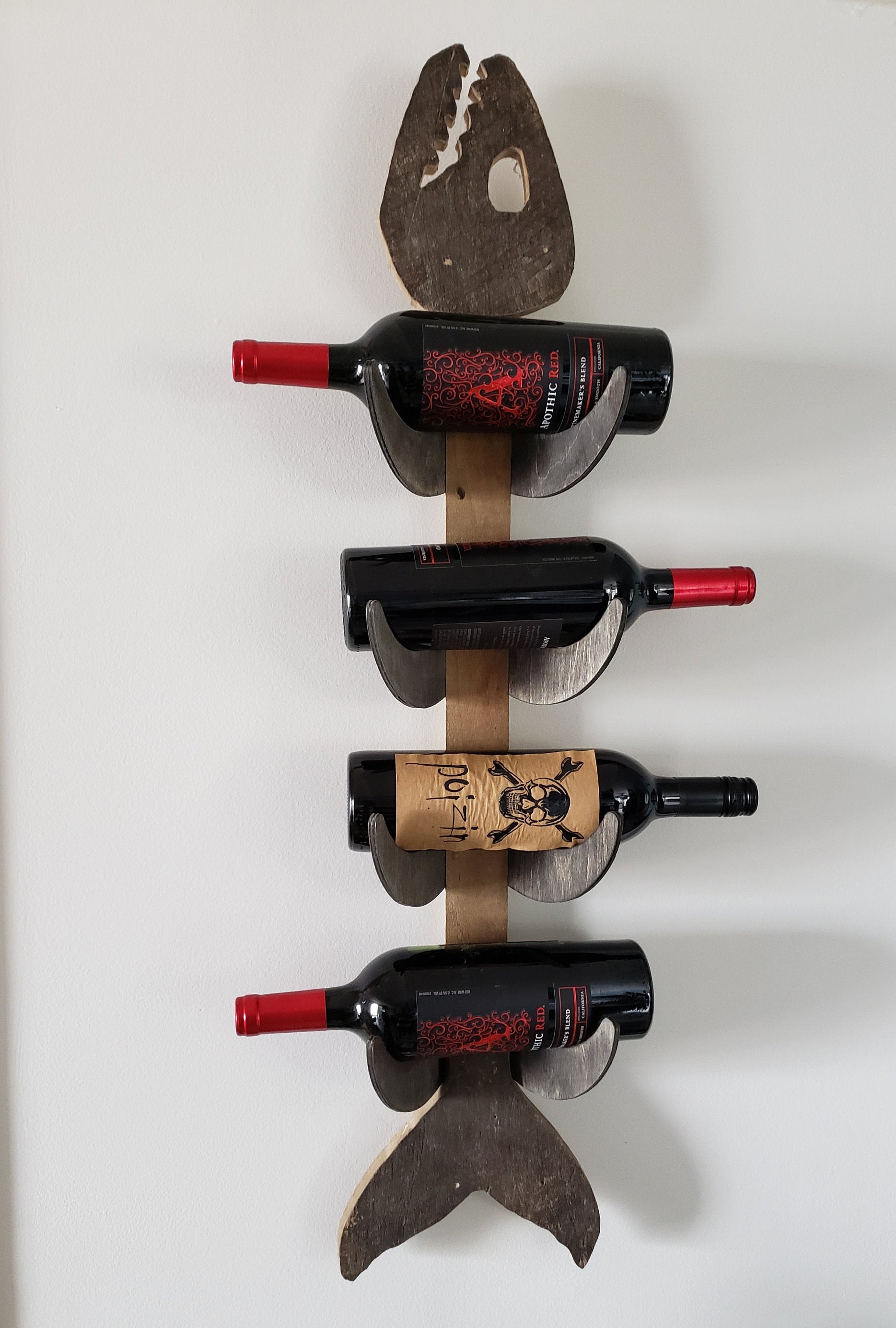Fish Bones Wine Rack Wine Rack Art Wooden Art Fish Skeleton Rustic ...
