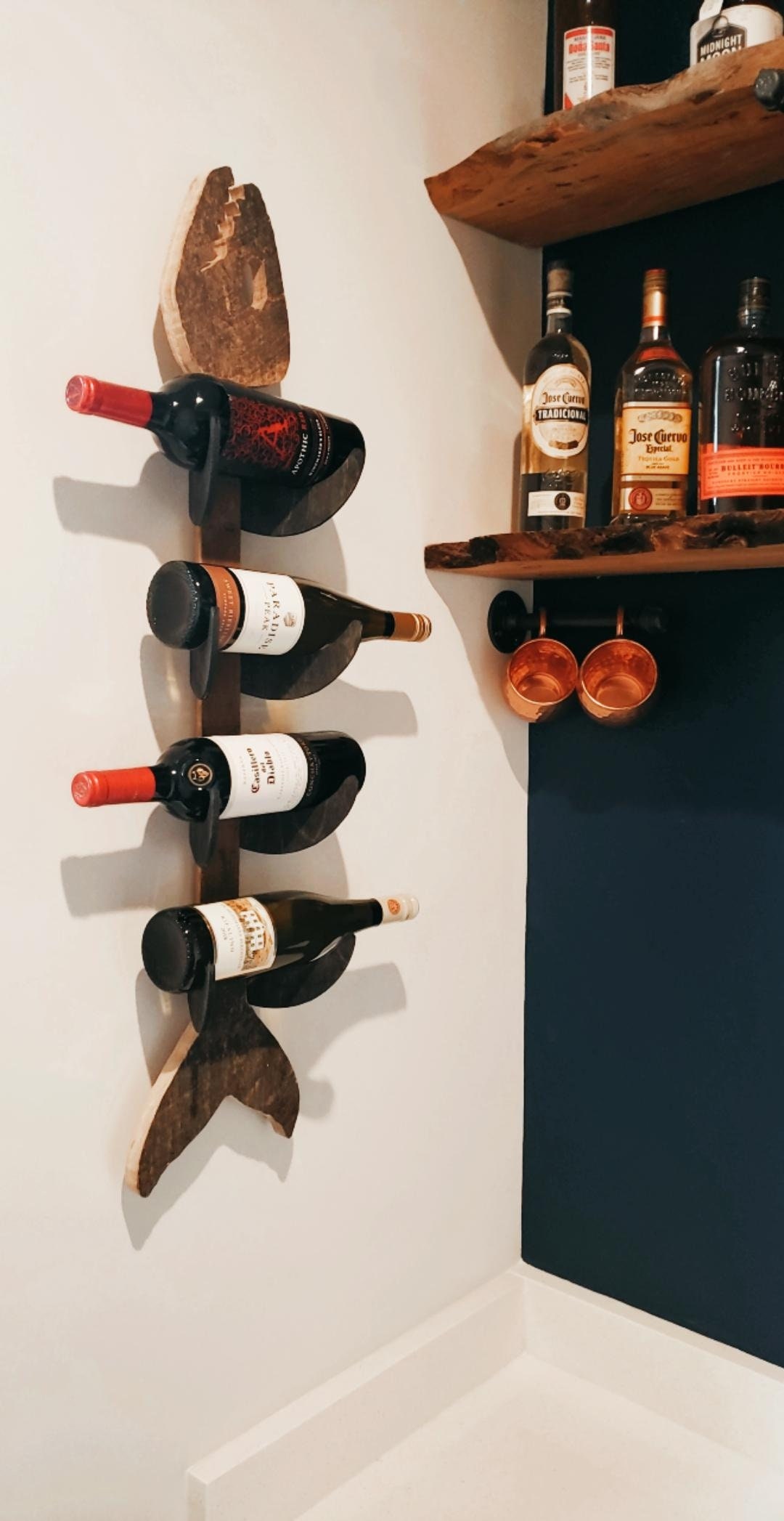 Fish Bones Wine Rack Wine Rack Art Wooden Art Fish Skeleton Rustic ...