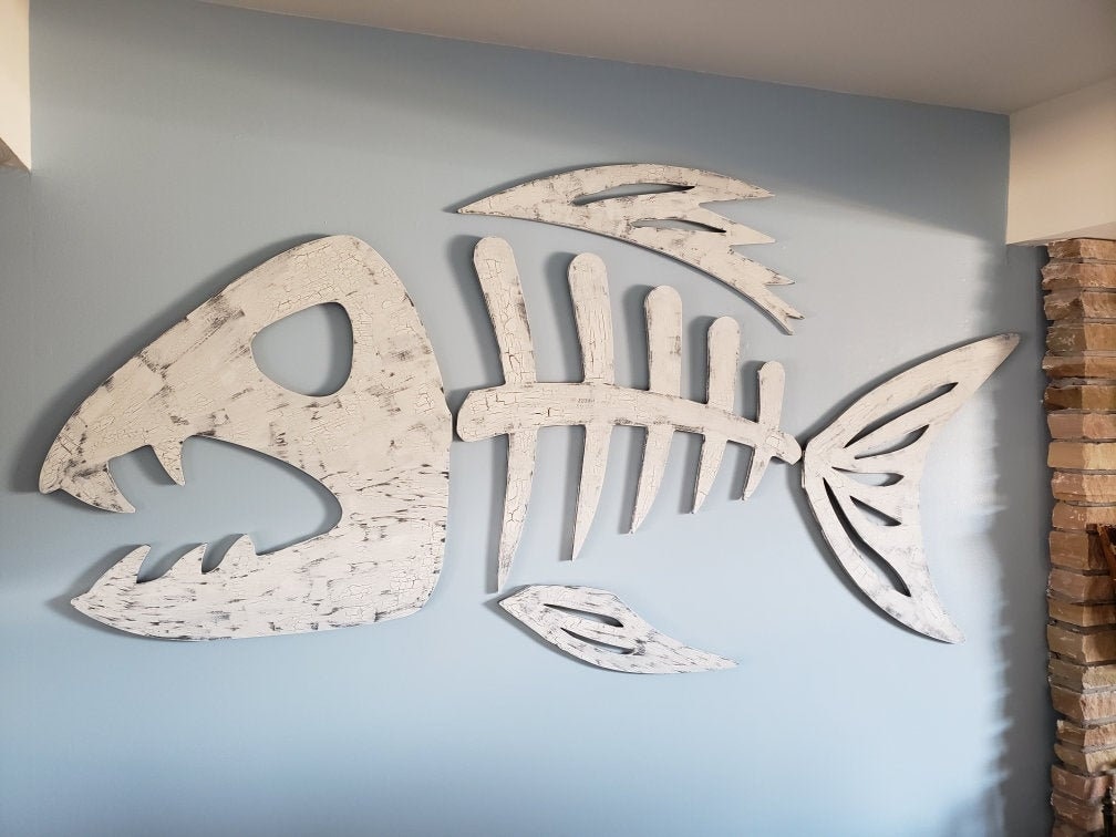 Wooden Fish Skeleton | Big Tuna | Wooden Art | Wooden Fish | Beach ...