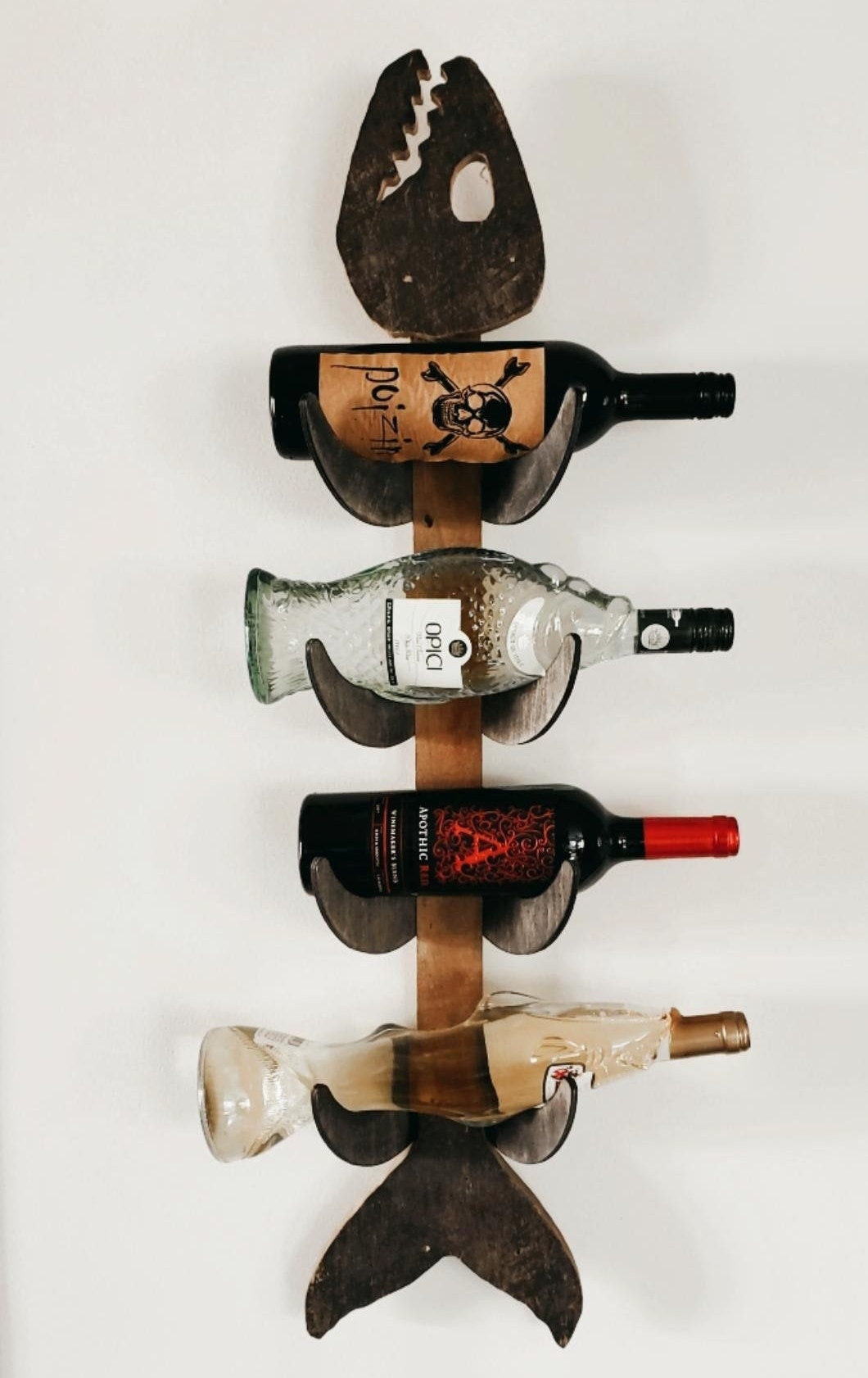 Fish Bones Wine Rack Wine Rack Art Wooden Art Fish Skeleton Rustic ...