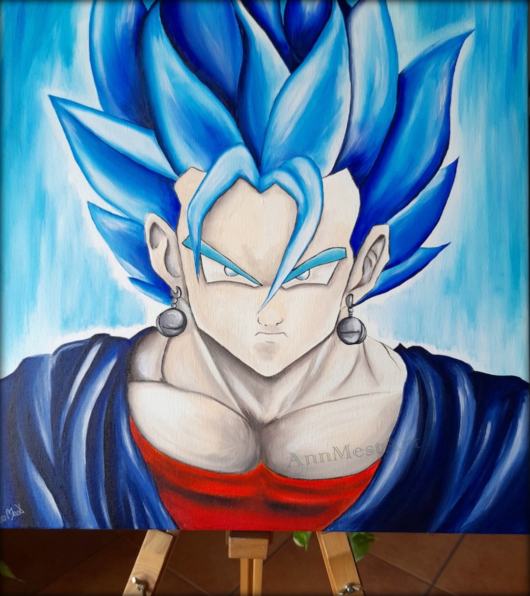 Goku Super Saiyan Blue Dragonball Hand Painted Acrylic - Etsy
